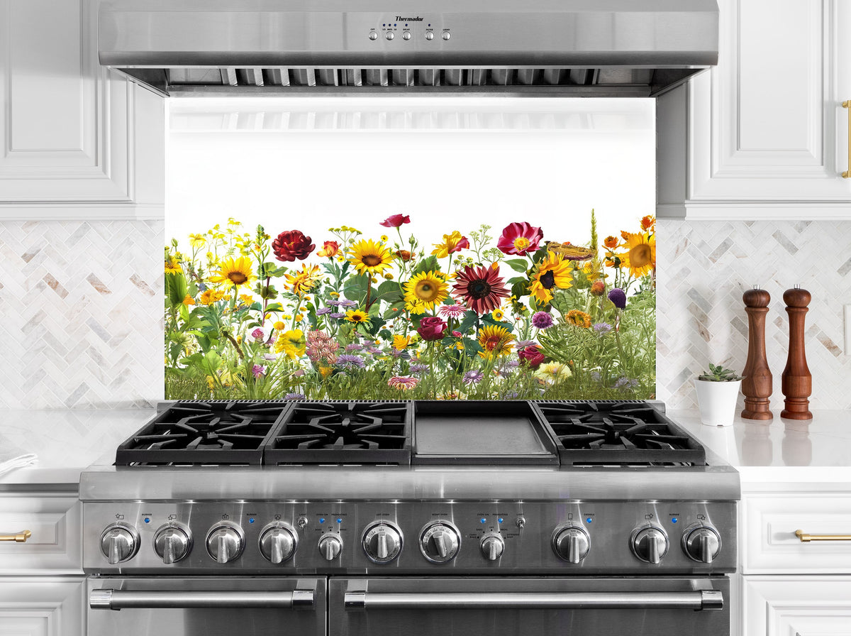 Sun-Kissed Meadow – Glass Kitchen Backsplash – BacksplashArtworks