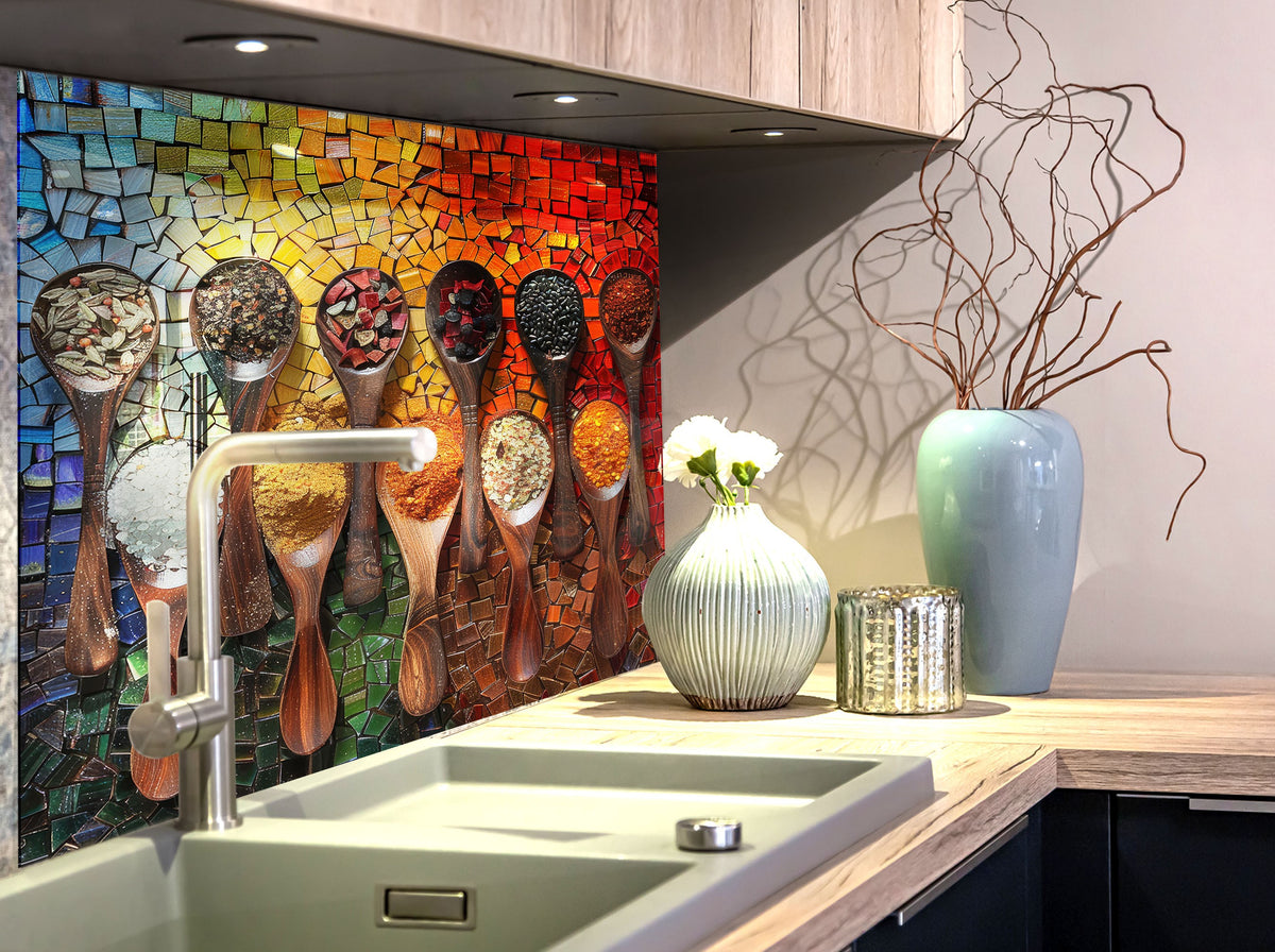 Rainbow Mosaic Spice Glass Kitchen | Backsplash Artworks ...