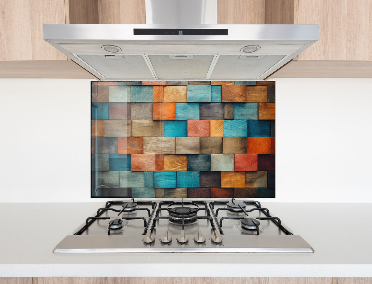 Rustic Patchwork Glass Kitchen Backsplash | Backsplash Artworks ...