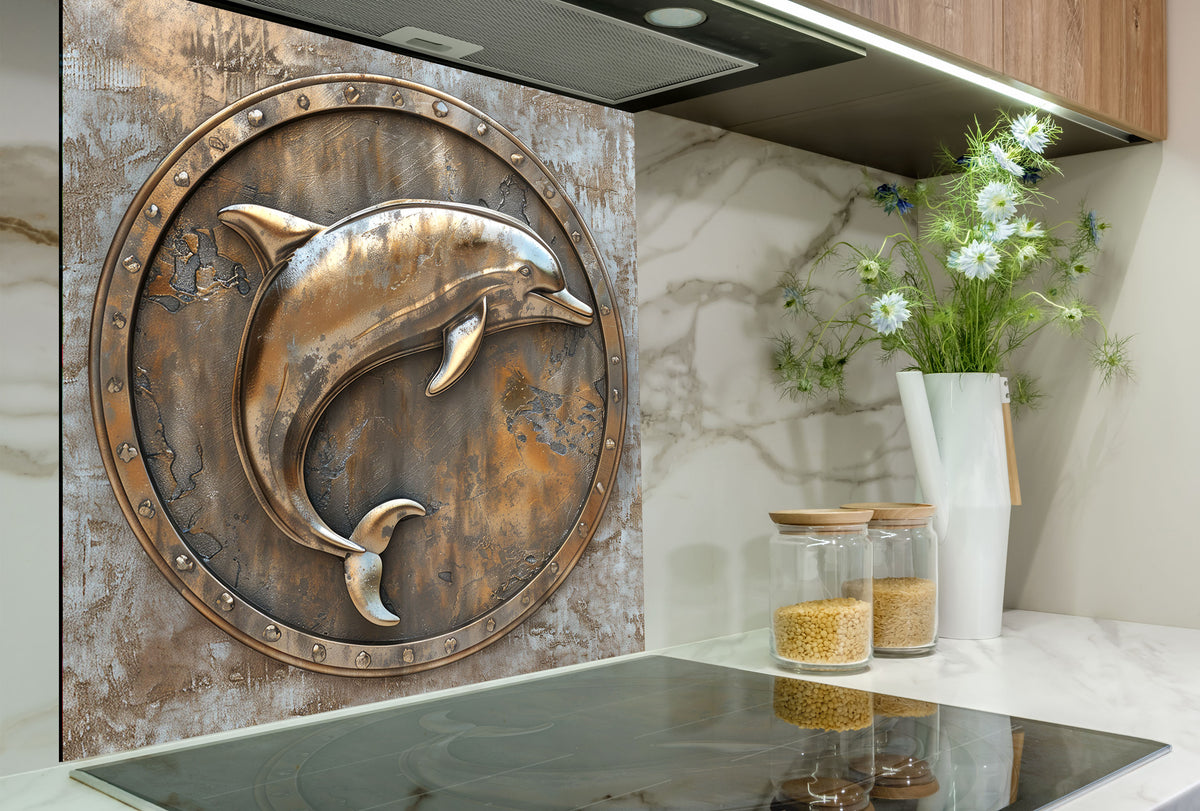 Nautical Dolphin Glass Kitchen Backsplash | Backsplash Artworks ...