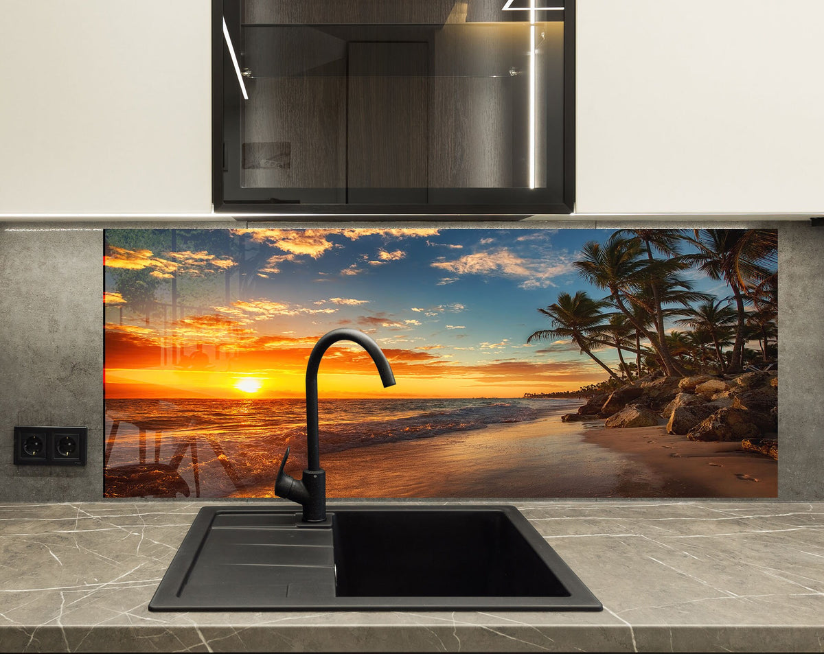 Tropical Sunset Beach Backsplash | Backsplash Artworks – BacksplashArtworks