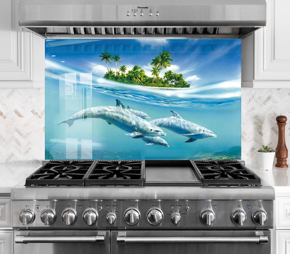 Tropical Dolphin Paradise Backsplash | Backsplash Artworks ...