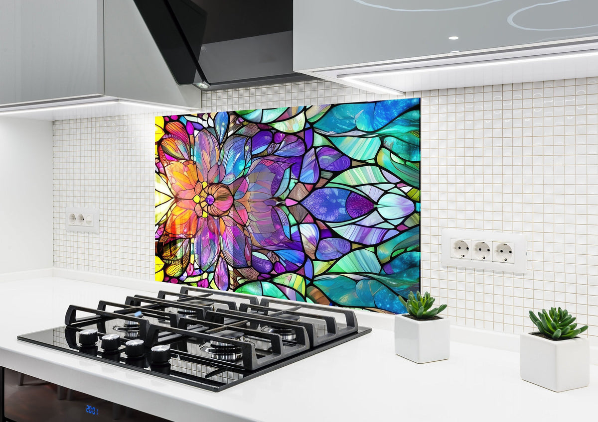 Multicolor Botanical Glass Kitchen | Backsplash Artworks ...