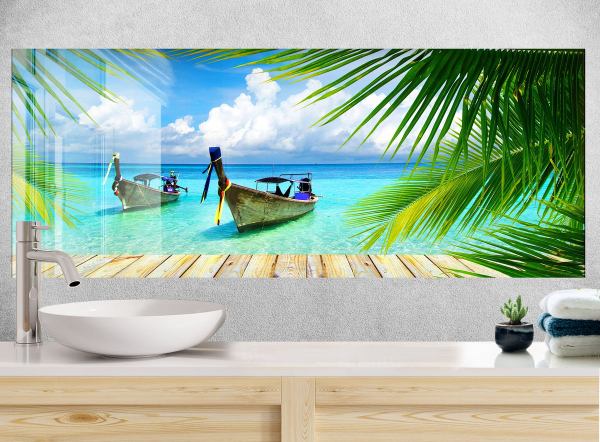 Tropical Longtail Boat View Backsplash | Backsplash Artworks ...