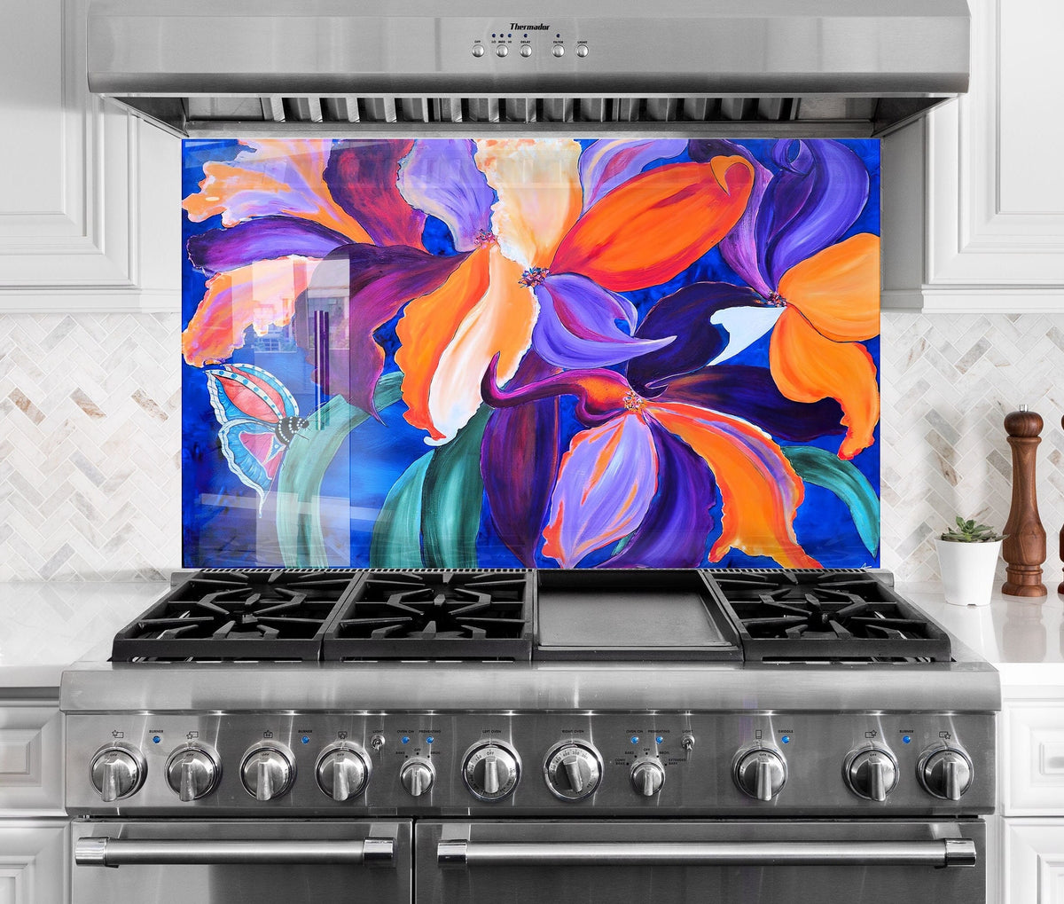 Botanical Floral Glass Backsplash - Backsplashartworks.com ...