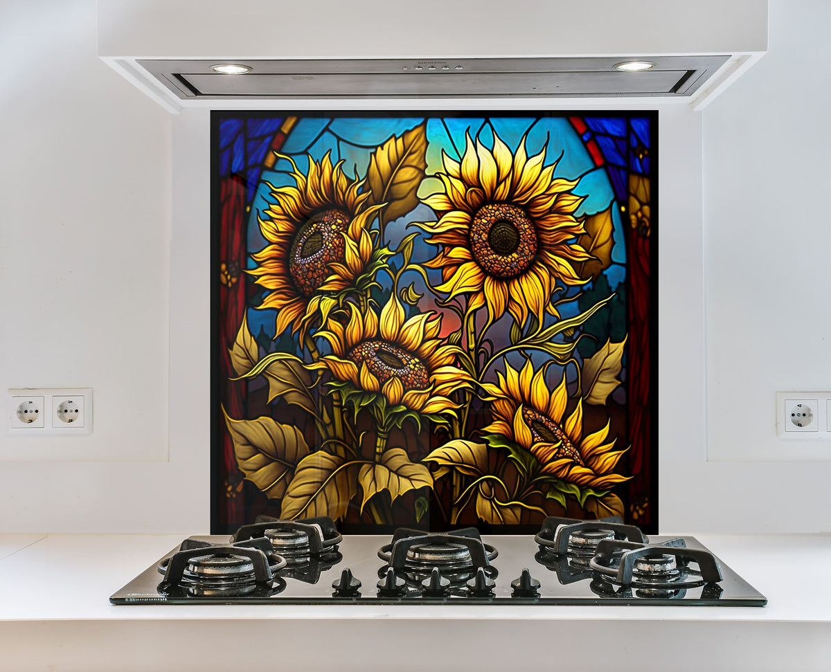 Sunflower Stained Glass Backsplash | Backsplash Artworks ...