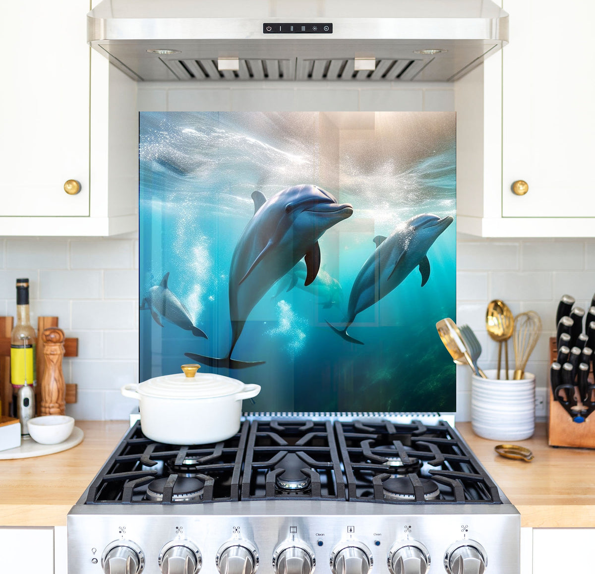 Dolphin Ocean Glass Kitchen | Backsplash Artworks – BacksplashArtworks